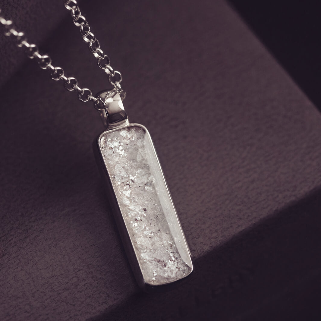 Cremation Ashes Rectangle Necklace