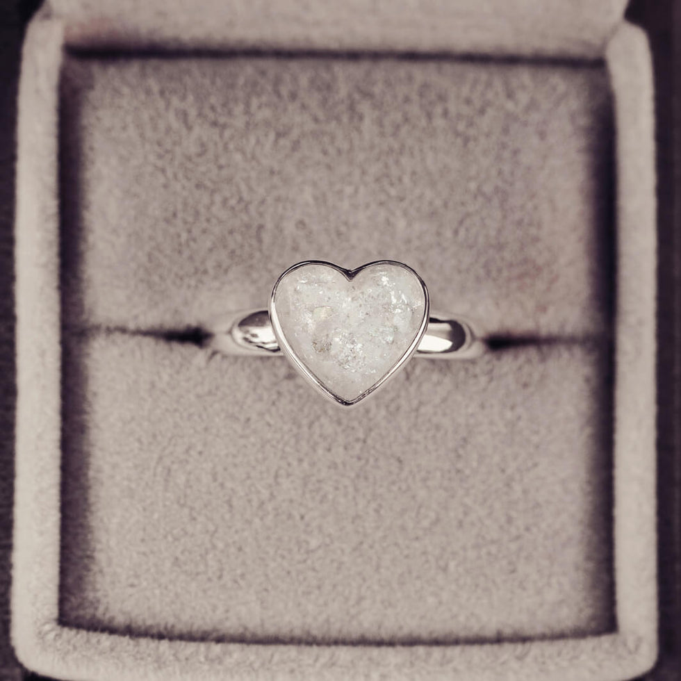 Memorial Ashes Heart Cremation Ring – Hand on Heart Jewellery