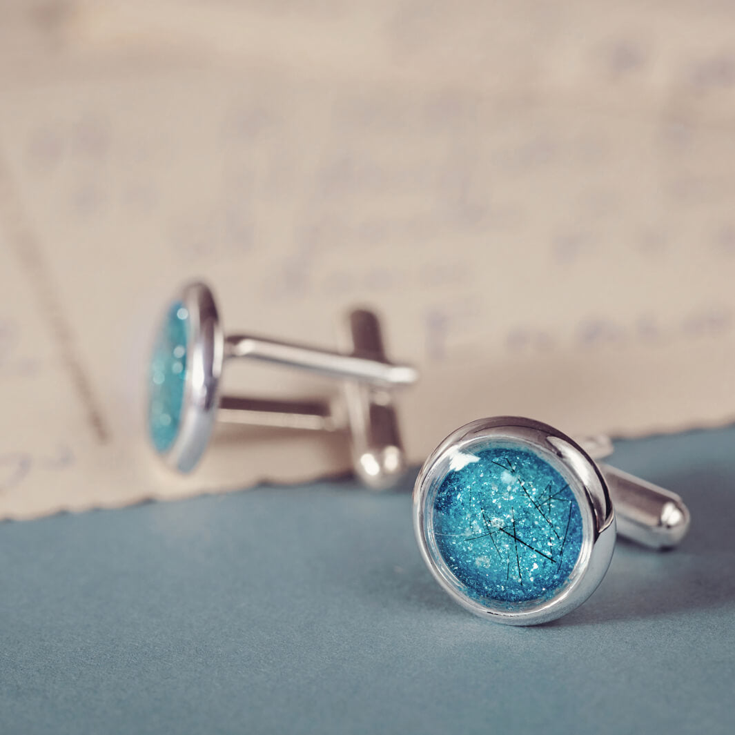 Memorial Hair Round Cufflinks – Hand on Heart Jewellery