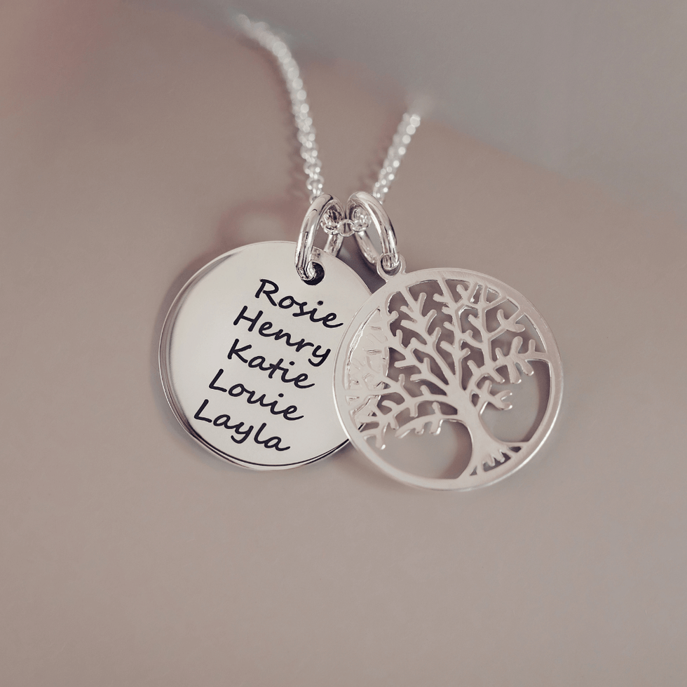 Personalised Family Tree Necklace – Hand on Heart Jewellery