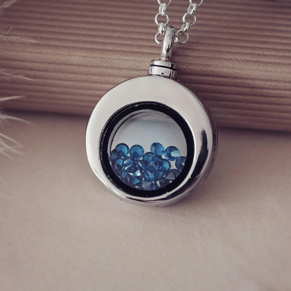 Floating Crystal Round Ashes Urn Necklace – Hand on Heart Jewellery