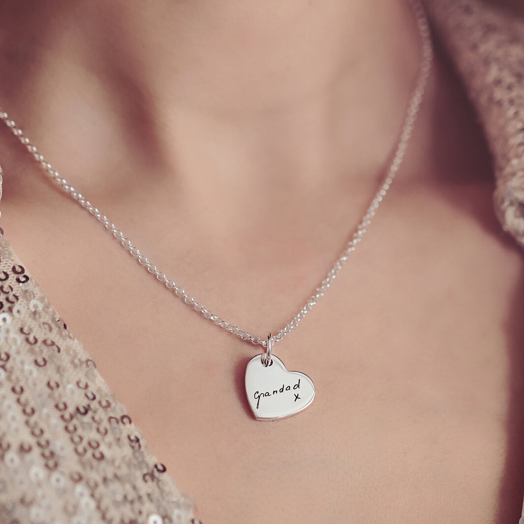 Handwriting Heart Necklace – Hand on Heart Jewellery