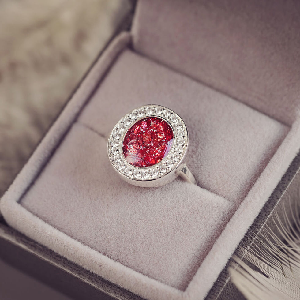 Memorial Ashes Oval Sparkle Ring | Cremation Ashes Jewellery – Hand on ...