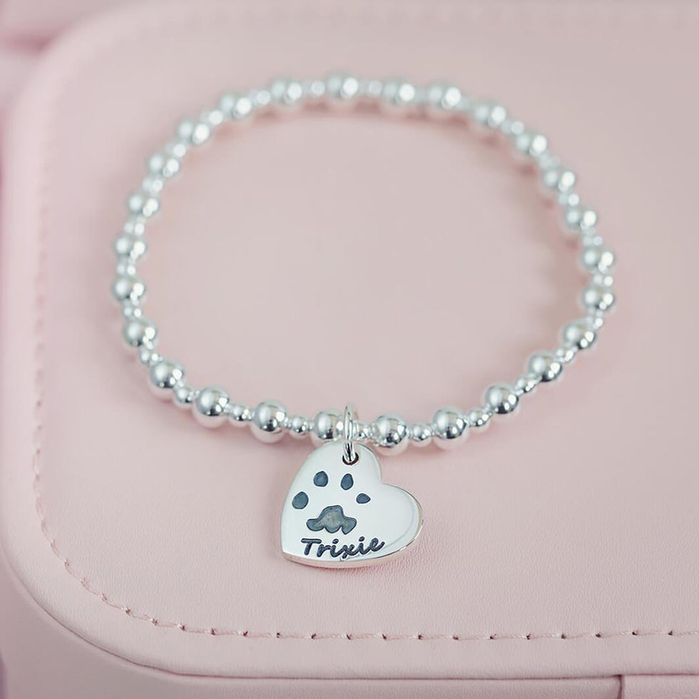 Pawprint Silver Charm Bracelet, One Charm – Hand on Heart Jewellery